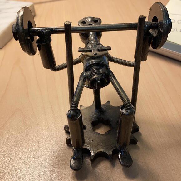 Accents | Nuts And Bolts Art Fitness Bench Press Figure Sculpture ...